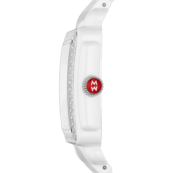 Michele Deco Madison Mid White 31mm Watch, Ceramic and Diamond Dial ...
