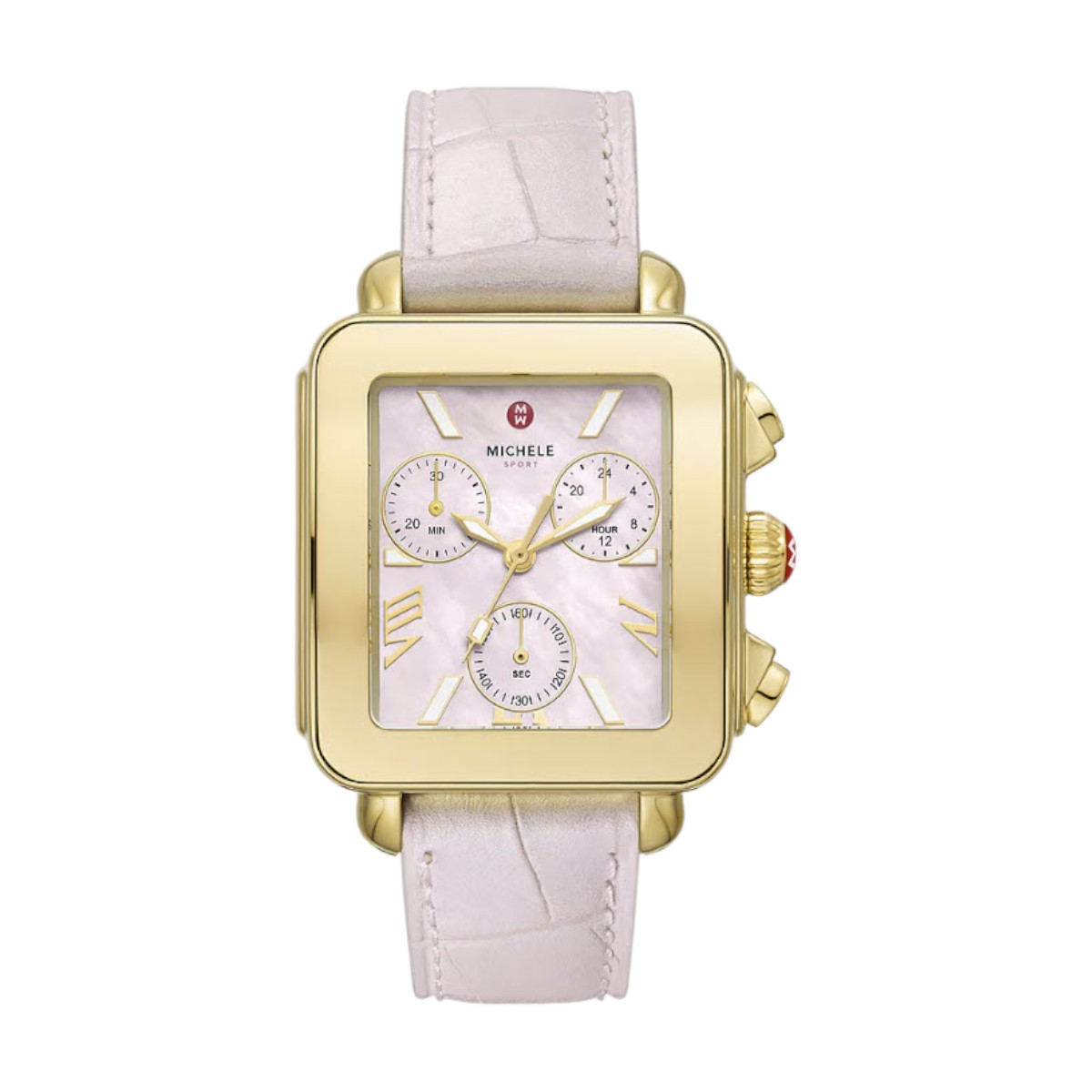 Michele Deco Sport Chronograph 36mm Women's Watch, Pink Mother of Pearl ...