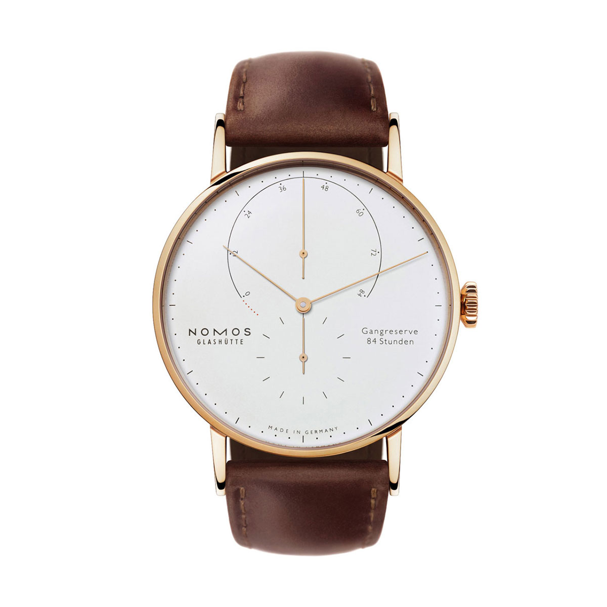 Nomos Glashutte Lambda Rose Gold 42mm Watch, White Dial | 930 | Borsheims