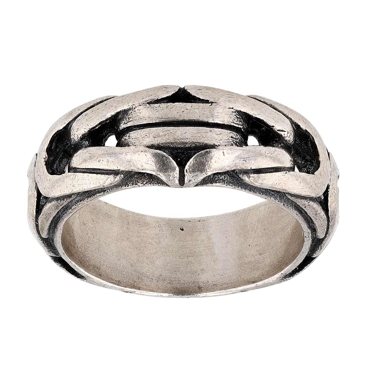 John Varvatos Sterling Silver Rounded Thin Chain Pattern Ring, Size 10 ...