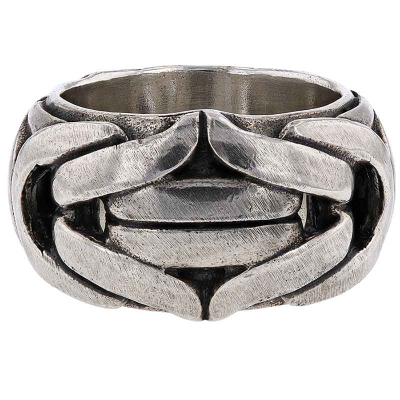 John Varvatos Sterling Silver Rounded Thick Chain Pattern Ring, Size 10 ...