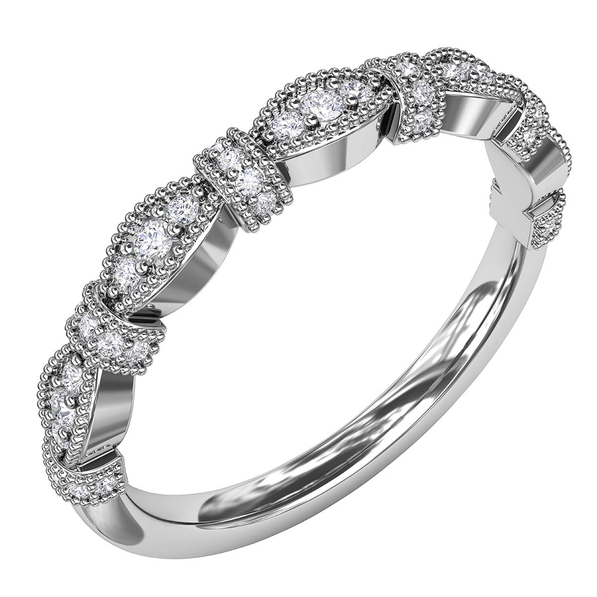 Diamond Milgrain Marquise Scalloped Wedding Band in White Gold | Borsheims