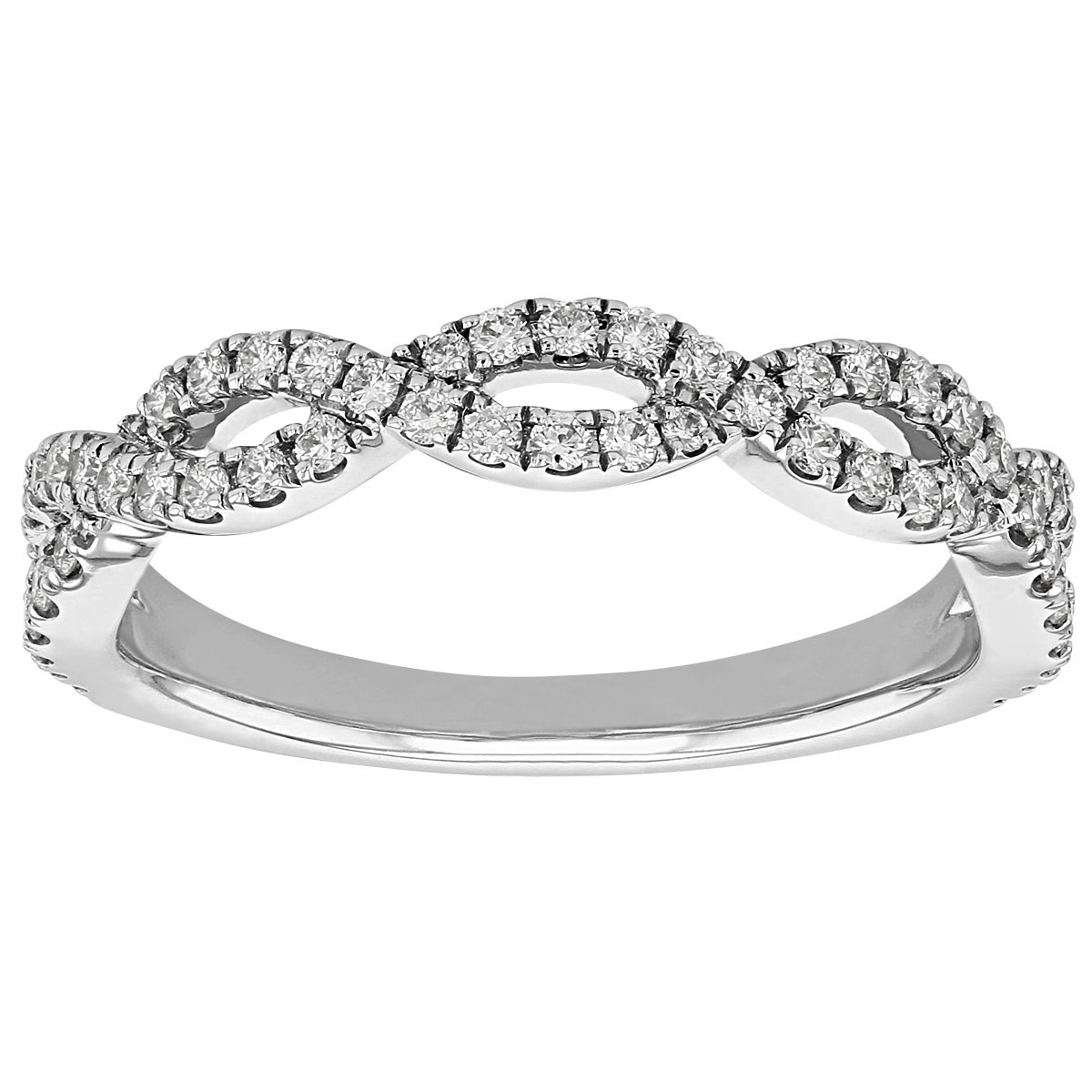 Diamond Pave Crossover Twist Wedding Band in White Gold | Borsheims