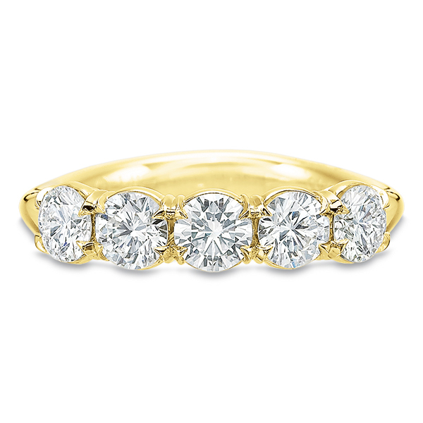 Diamond 5 Stone Prong Set Wedding Band in Yellow Gold | Borsheims