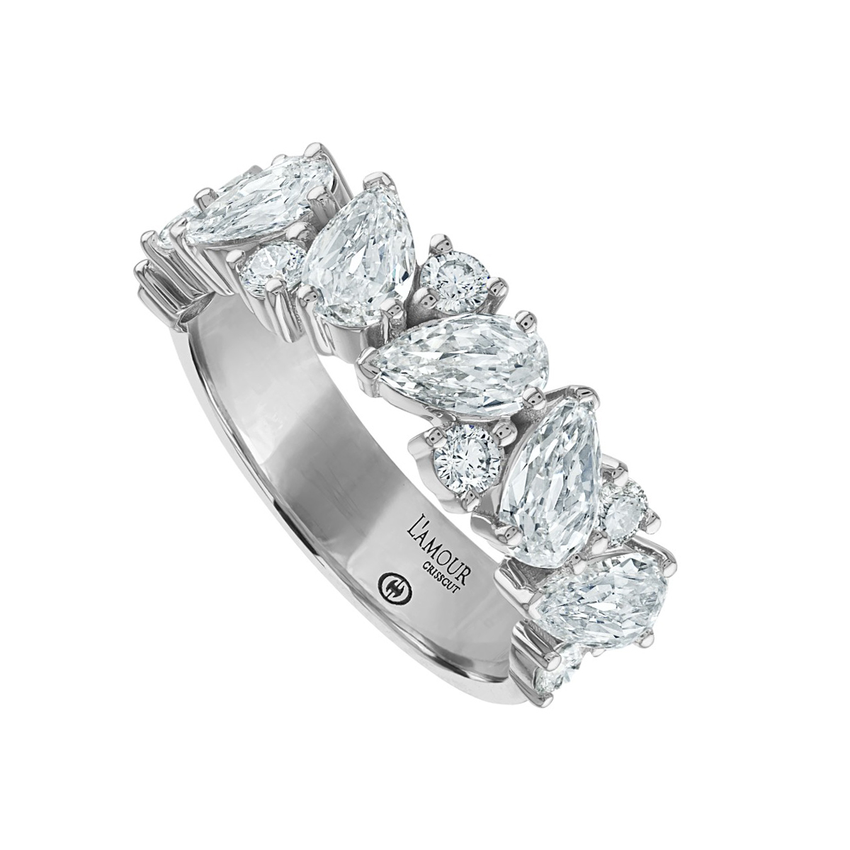 Christopher Designs L'Amour Crisscut Pear & Round Diamond Cluster ...