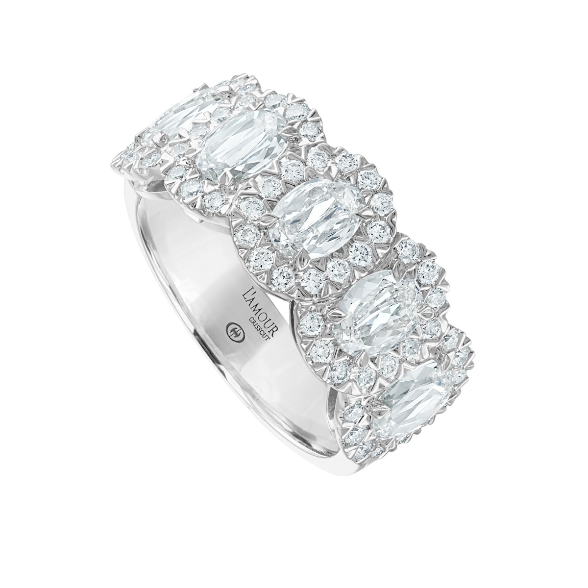 Christopher Designs L'Amour Crisscut Oval Diamond & Halo Wedding Band ...