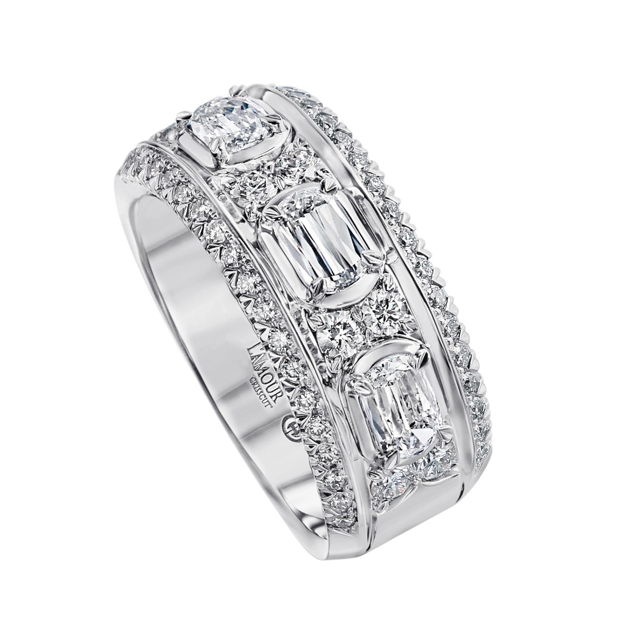 Christopher Designs L'Amour Crisscut Classic & Round Diamond Cluster ...