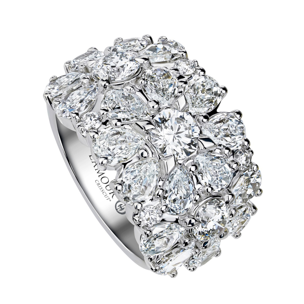 Christopher Designs L'Amour Crisscut Round & Pear Shape Diamond Cluster ...