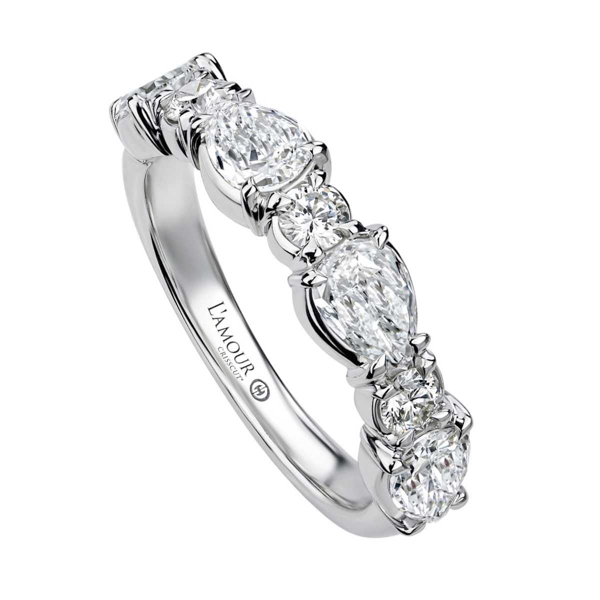Christopher Designs L'Amour Crisscut Pear & Round Diamond Wedding Band ...