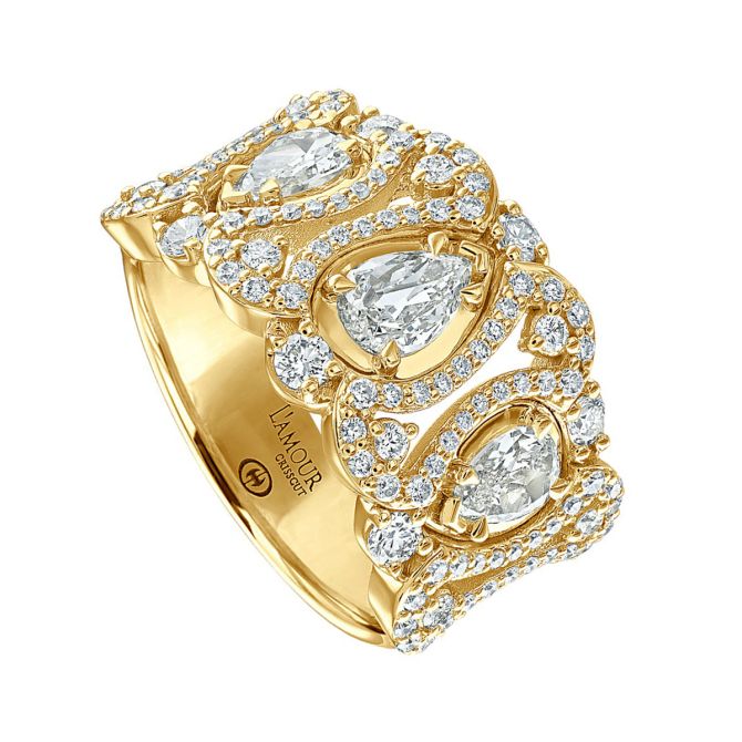Christopher Designs L'Amour Crisscut Pear & Round Diamond Ornate ...