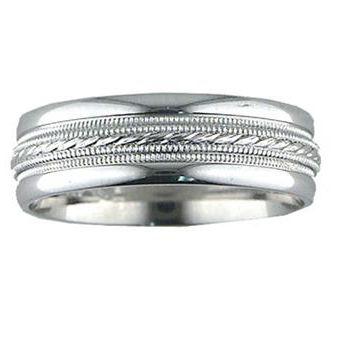 ArtCarved White Gold Engraved Inlay 7 mm Wedding Band, Size 10 | 11 ...