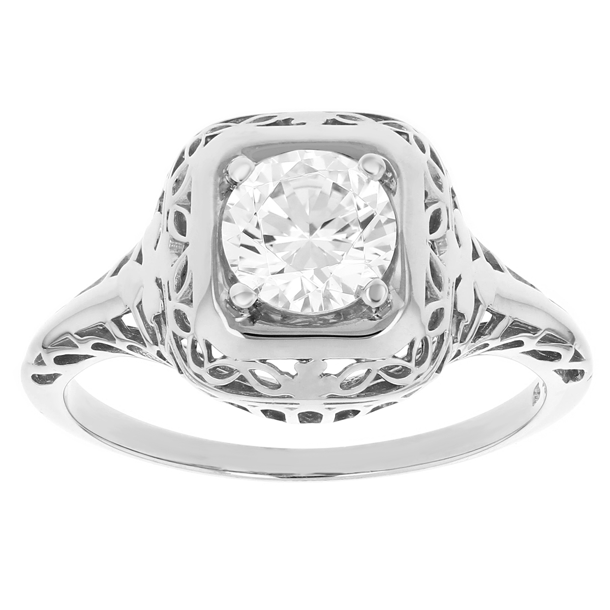 14K White Gold Filigree Patterned Ring Setting | Borsheims