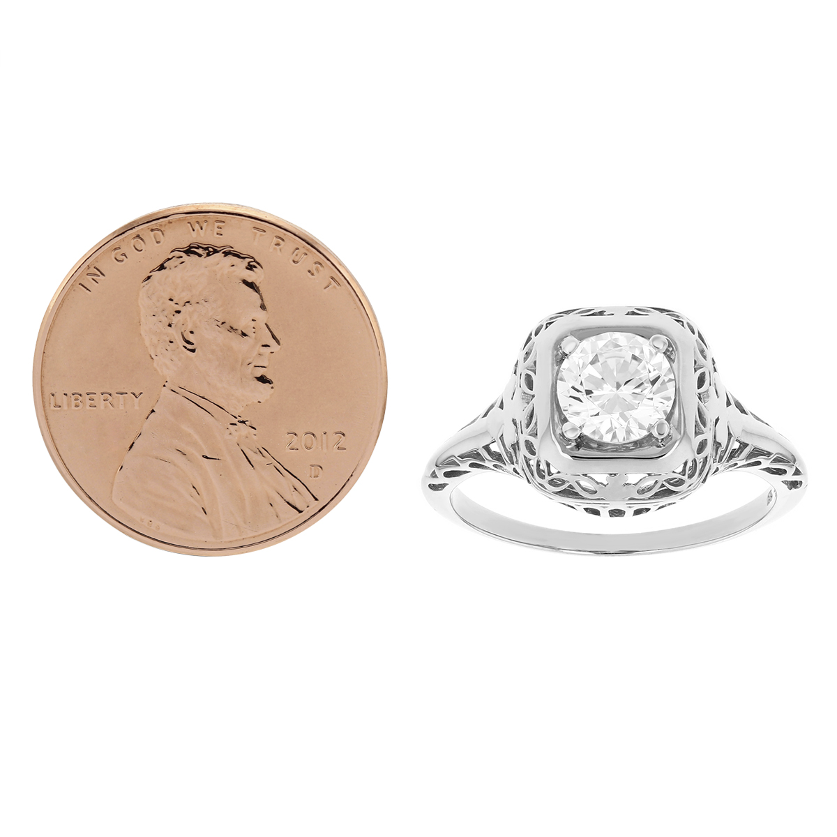14K White Gold Filigree Patterned Ring Setting | Borsheims