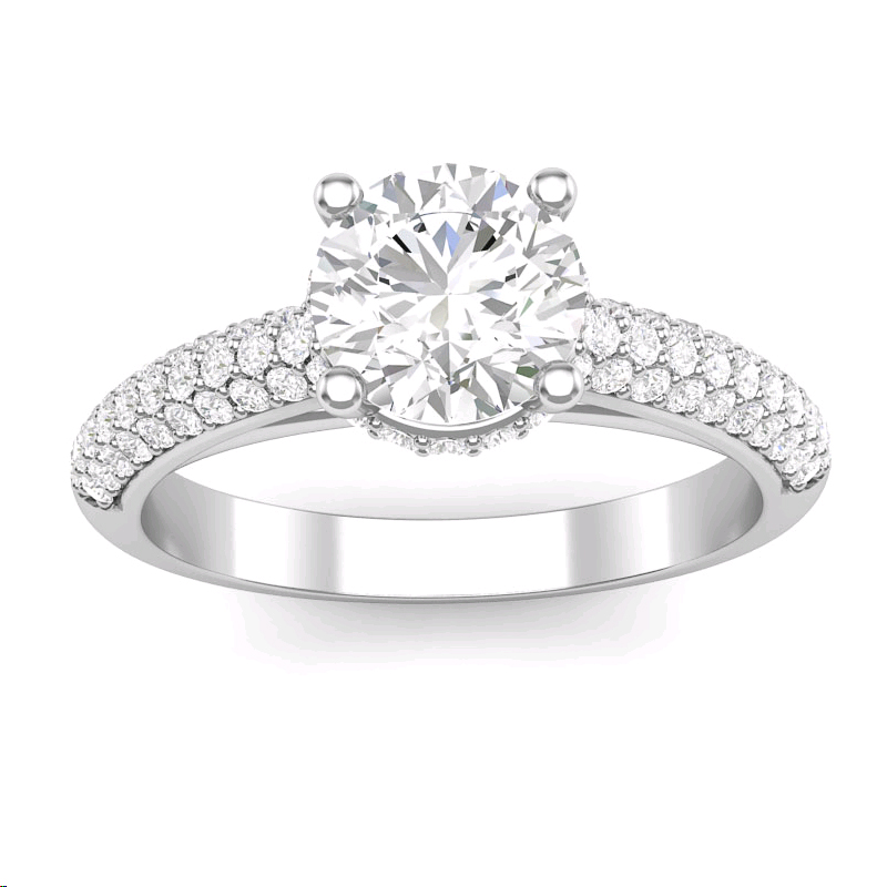 Diamond Collar &Pave Wrapped Shank Ring Setting in White Gold | Borsheims