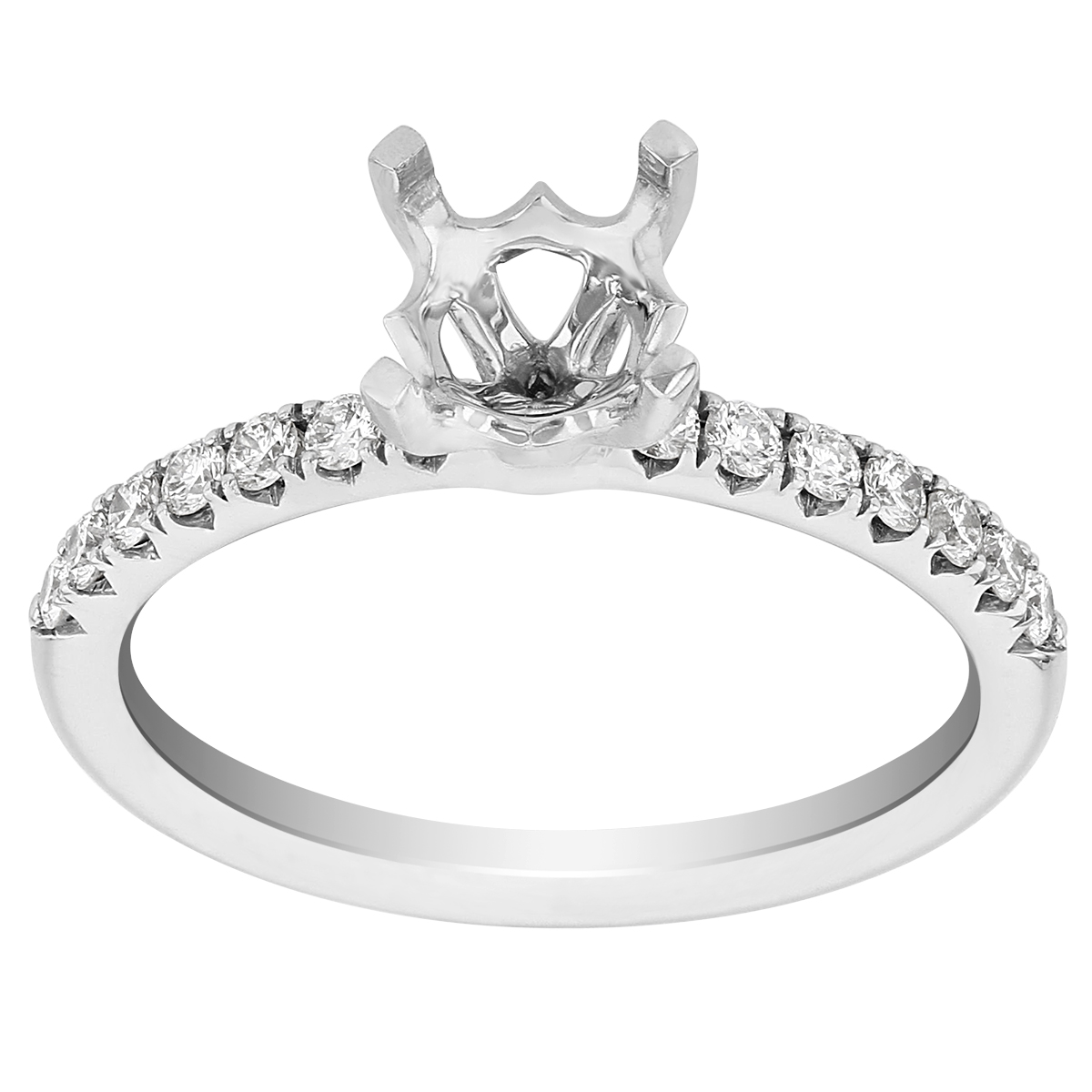 Diamond Pave Shank Ring Setting in White Gold | Borsheims
