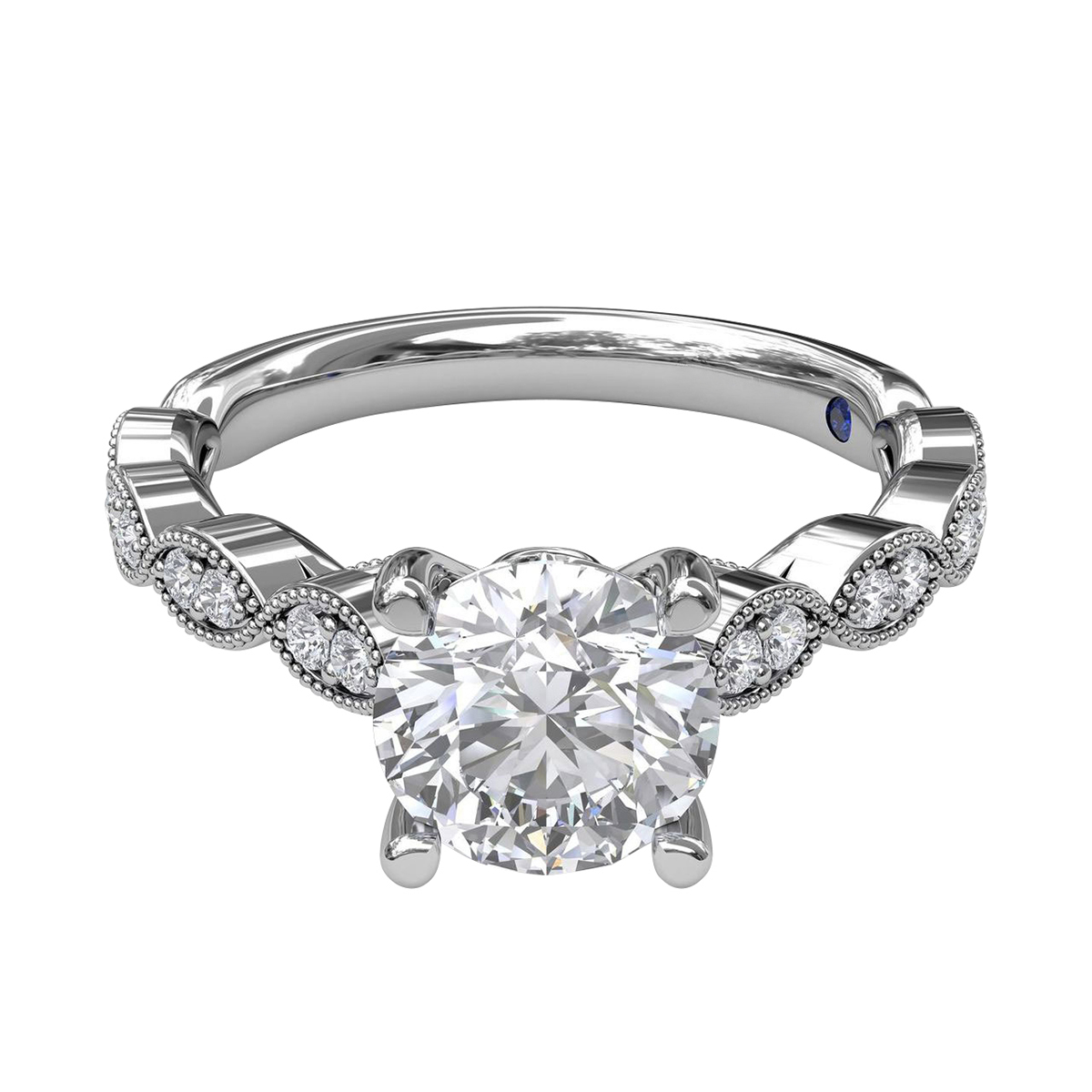 Diamond Milgrain Navette Pattern Ring Setting in White Gold | Borsheims