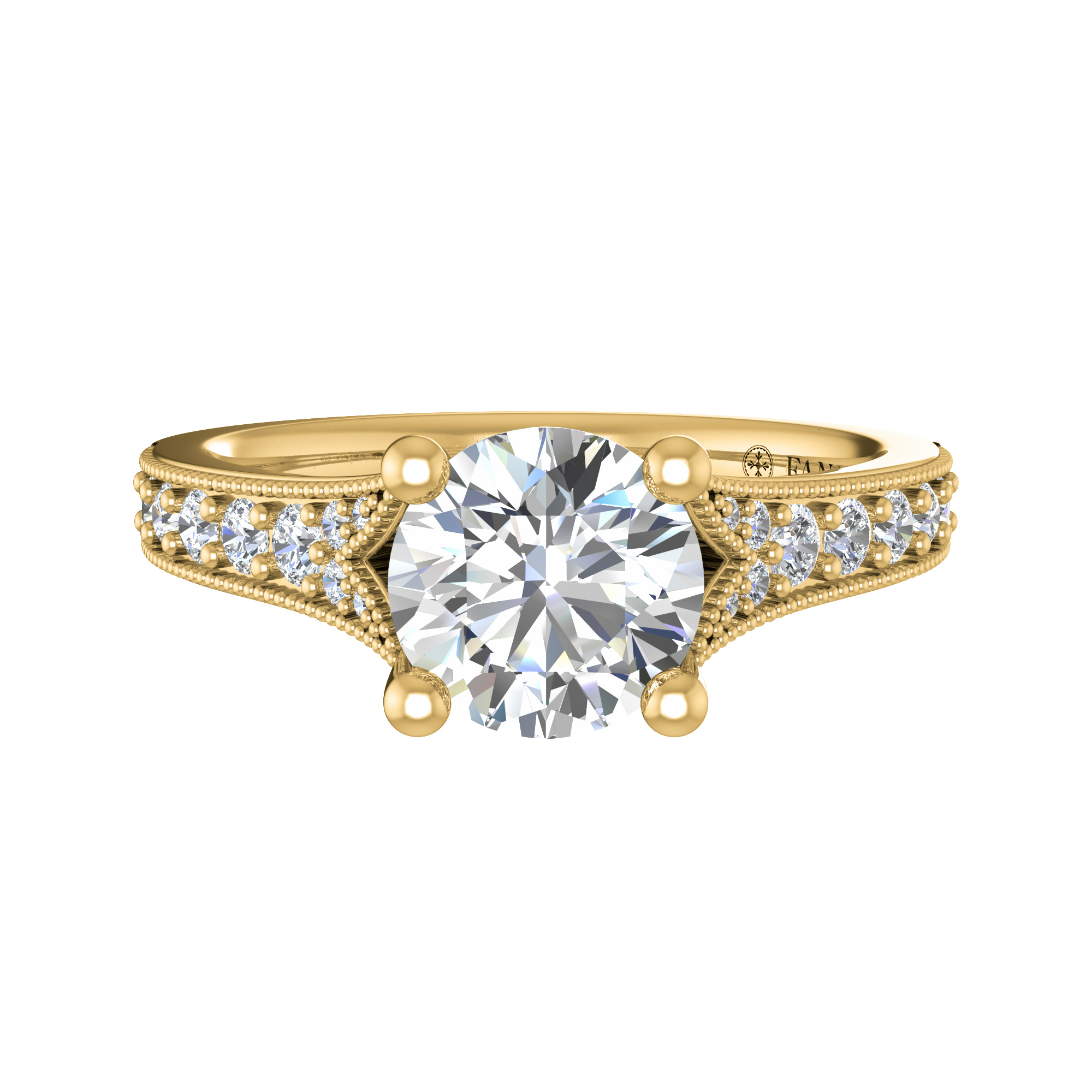 14K Yellow Gold Diamond Milgrain Channel Set Split Ring Setting | Borsheims