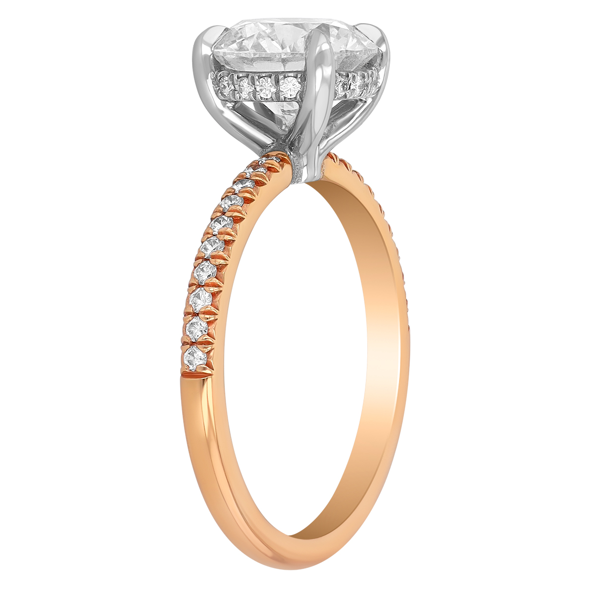 Kalahari Dream Round Diamond Engagement Ring with Pave and Hidden Halo ...