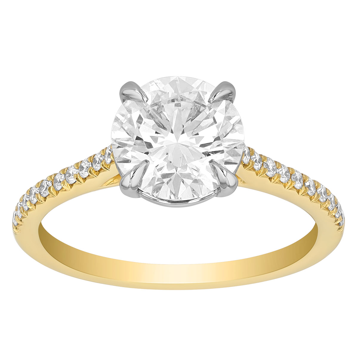 Kalahari Dream Round Diamond Engagement Ring with Pave in 18K Yellow ...