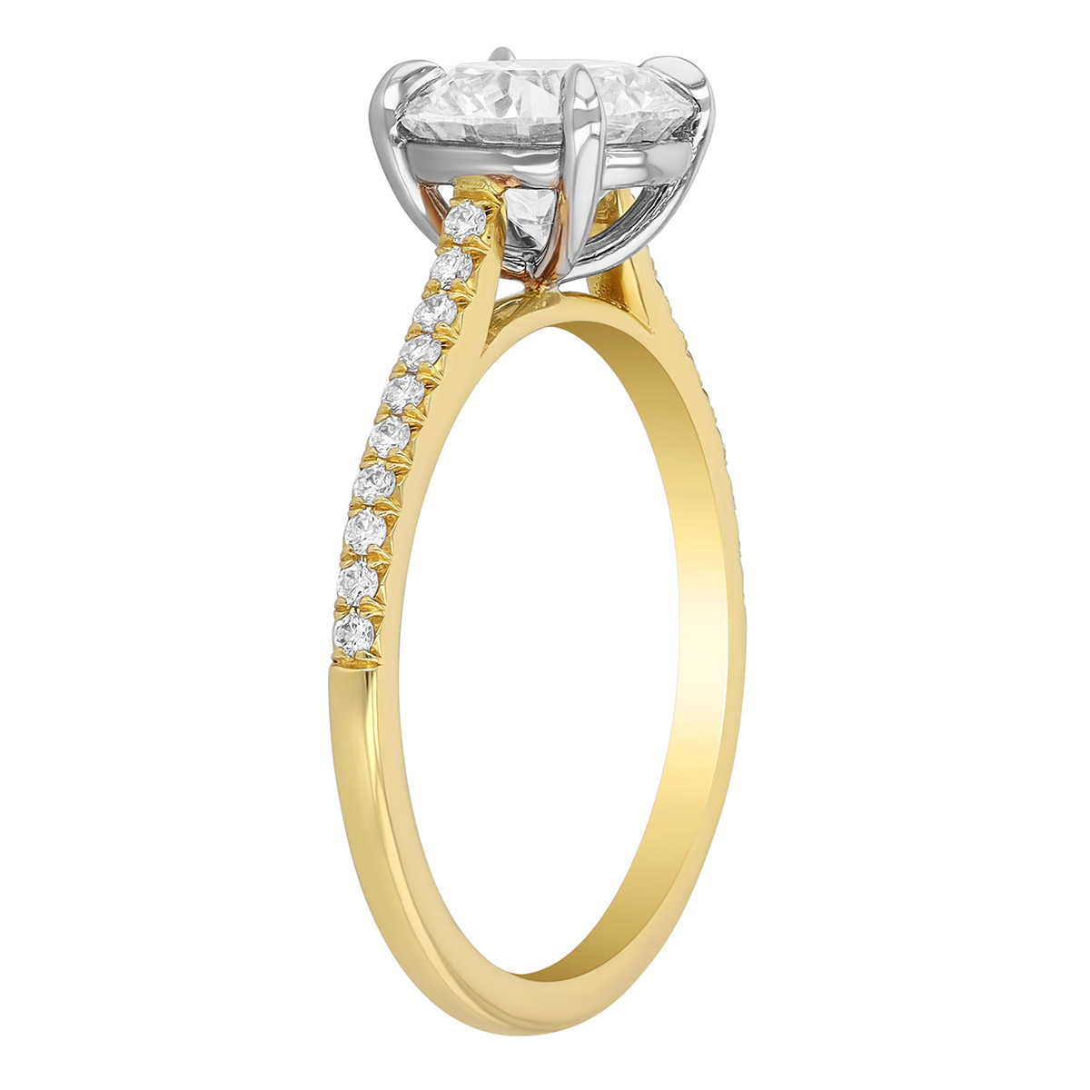 Kalahari Dream Round Diamond Engagement Ring with Pave in 18K Yellow ...