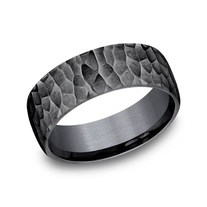 Benchmark Dark Tantalum Hammered Finish 8 Mm Wedding Band Size 10 Eucf58591ta10 Borsheims