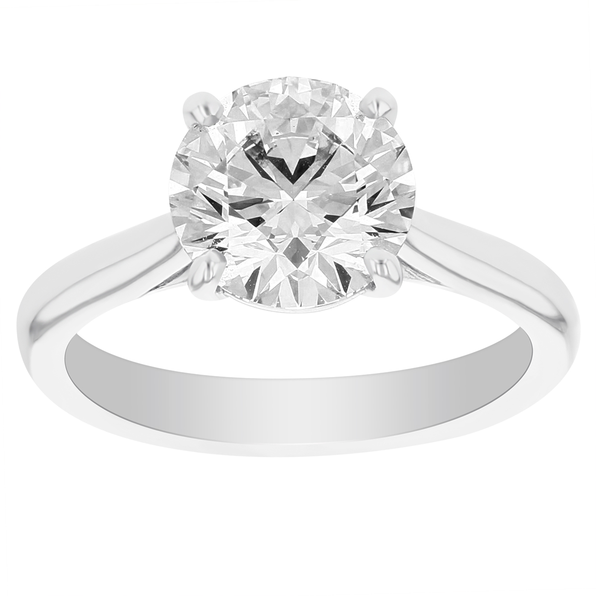18K White Gold Round Diamond Solitaire Ring with Platinum Head, 2.25 ct ... 18K White Gold Round Diamond Solitaire Ring with Platinum Head, 2.25 ct ...