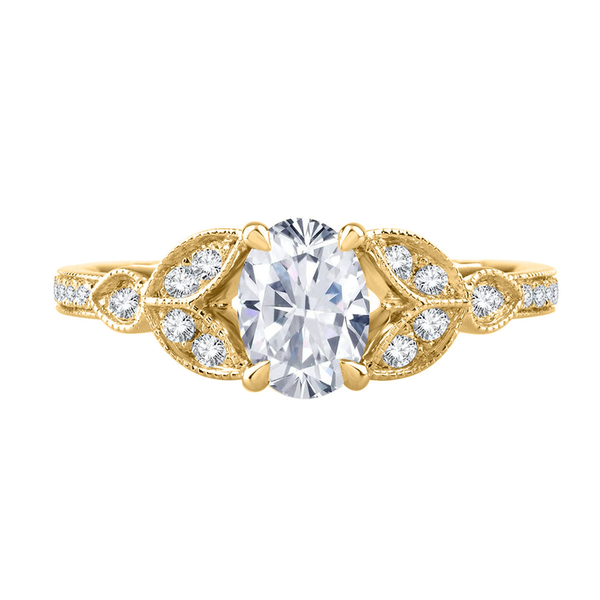 A. Jaffe Diamond Petal & Milgrain Pattern Engagement Ring Setting in ...