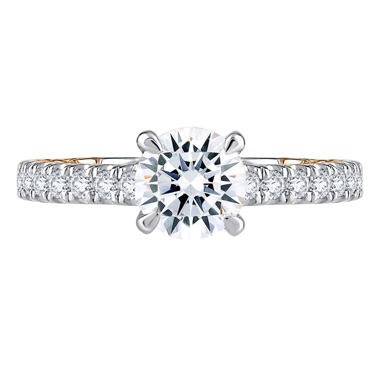 A. Jaffe Diamond Cathedral Engagement Ring Setting in Yellow & White ...