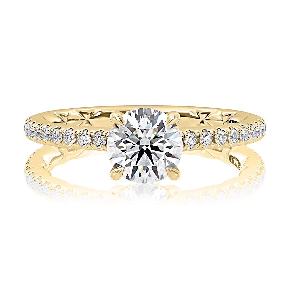A. Jaffe Diamond Side Stone Engagement Ring Setting with Hidden Halo in ...