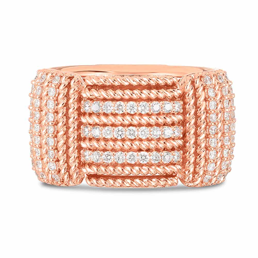 Roberto Coin Opera Rose Gold Wide Ring with Diamond Acents ...