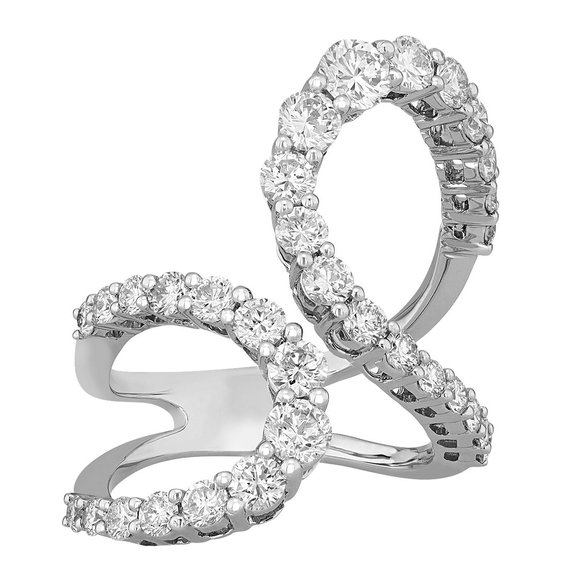 Diamond Offset Open Hugging Ring in White Gold | Borsheims