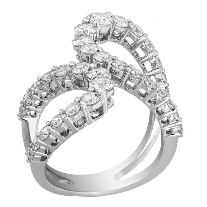 Diamond Offset Open Hugging Ring in White Gold | Borsheims