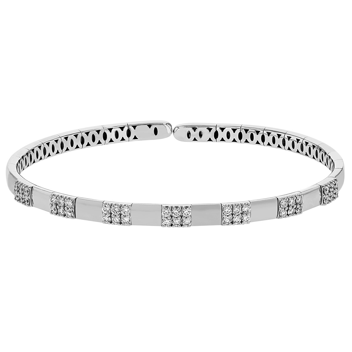 Diamond Block Cuff Bracelet in White Gold | Borsheims