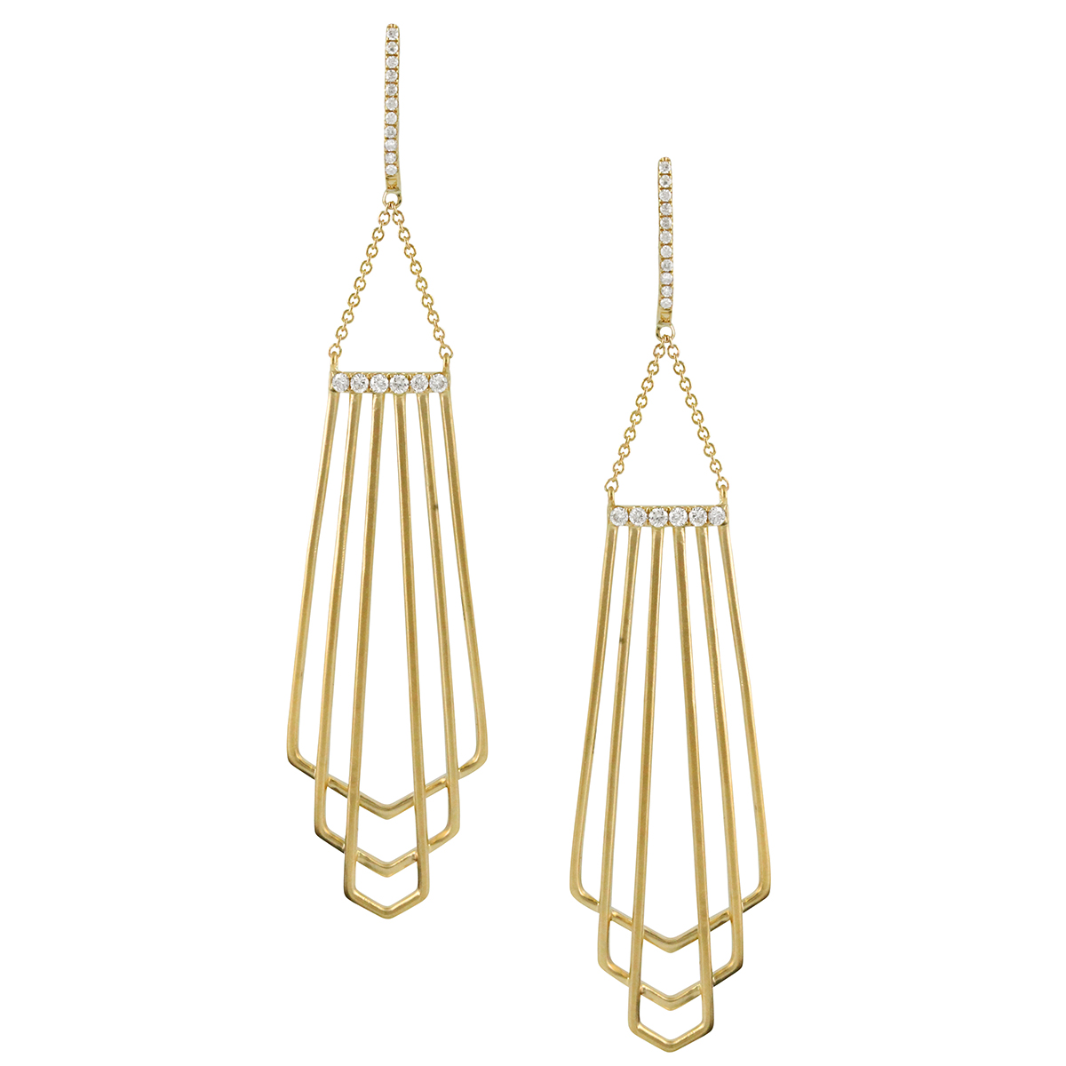 Doves Fibonacci Diamond Chandelier Drop Earrings in Yellow Gold | E9929 ...