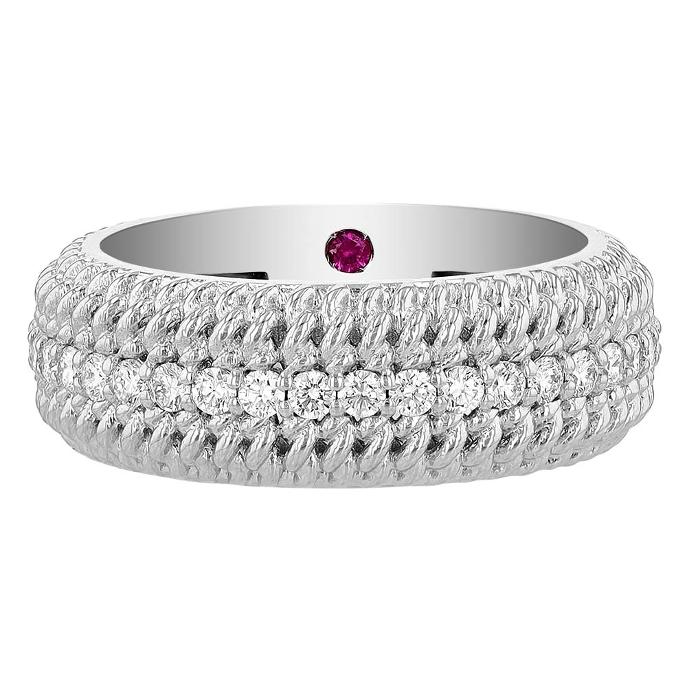 Roberto Coin Opera Diamond Textured Ring in White Gold | 7772779AW65X ...