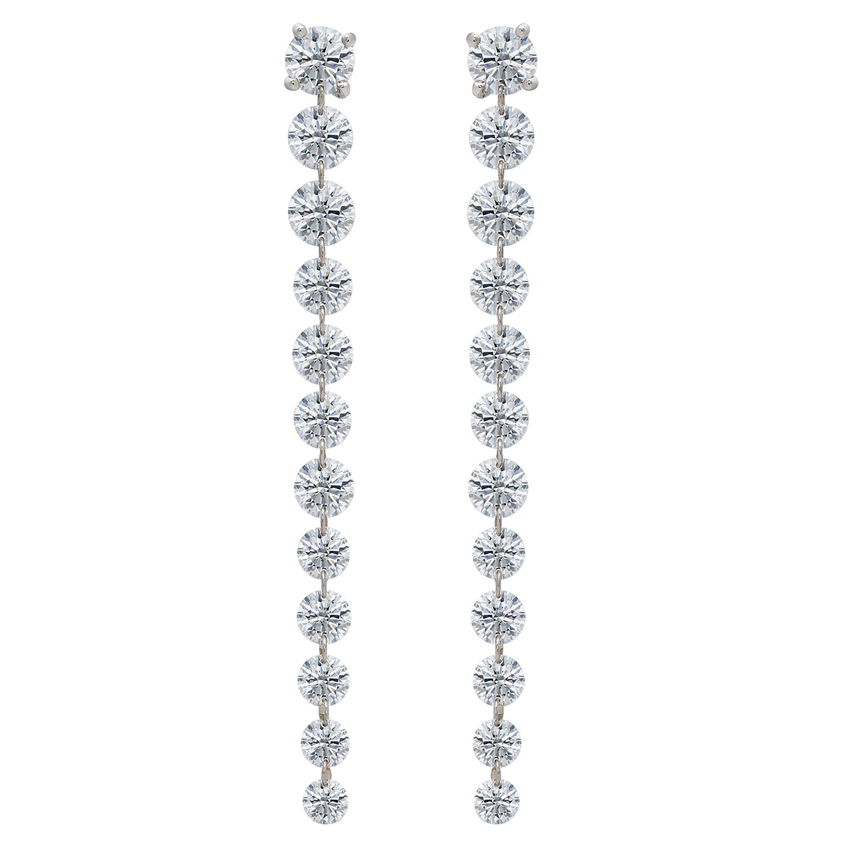 Aresa Graduated Round Diamond Dangle Earrings in White Gold ...