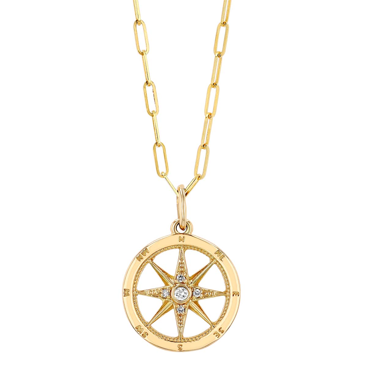Diamond Compass Pendant in Yellow Gold, 18" | Borsheims