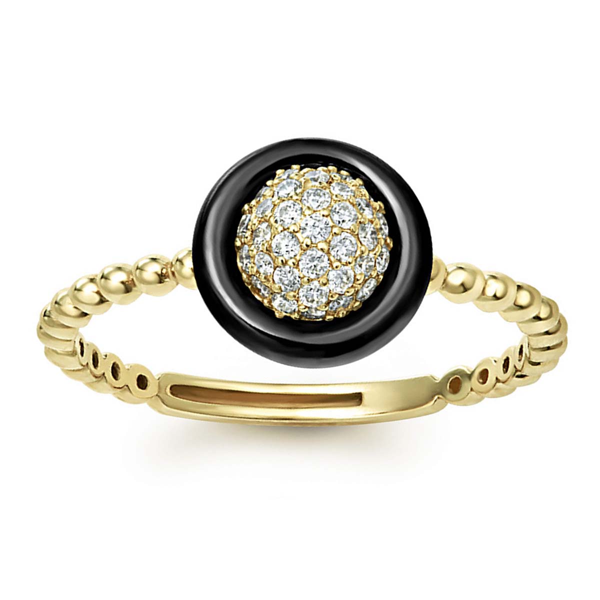 LAGOS Meridian 18K Yellow Gold & Black Ceramic Diamond Ring, Size 7 ...