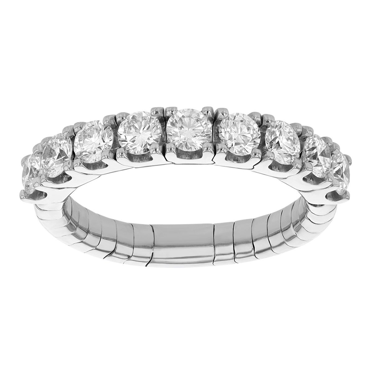 Round Diamond Prong Set Stretch Ring in White Gold, 1.00 cttw | Borsheims