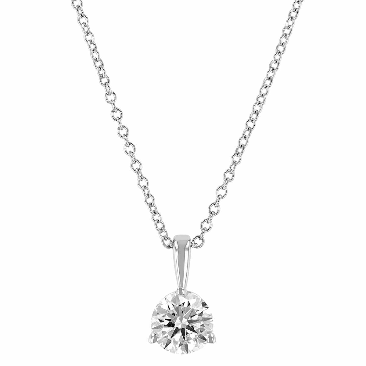 Round Diamond Solitaire Pendant in White Gold, 18", 0.70 aptw | Borsheims