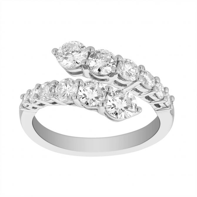 Graduated Diamond Bypass Ring in White Gold | Borsheims