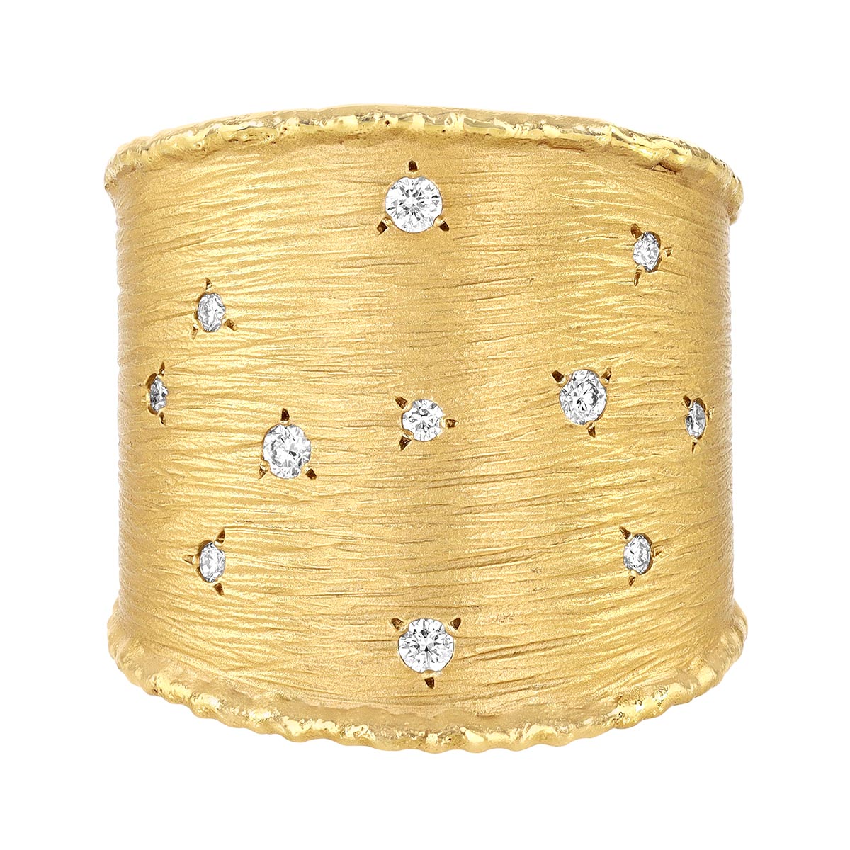 Marika Flush Set Diamond Scatter Wide Band Ring in Yellow Gold | 7286-Y ...