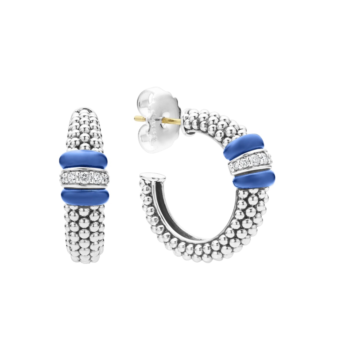 LAGOS Blue Caviar Ceramic Caviar Diamond Hoop Earrings | 01-81922-CL ...