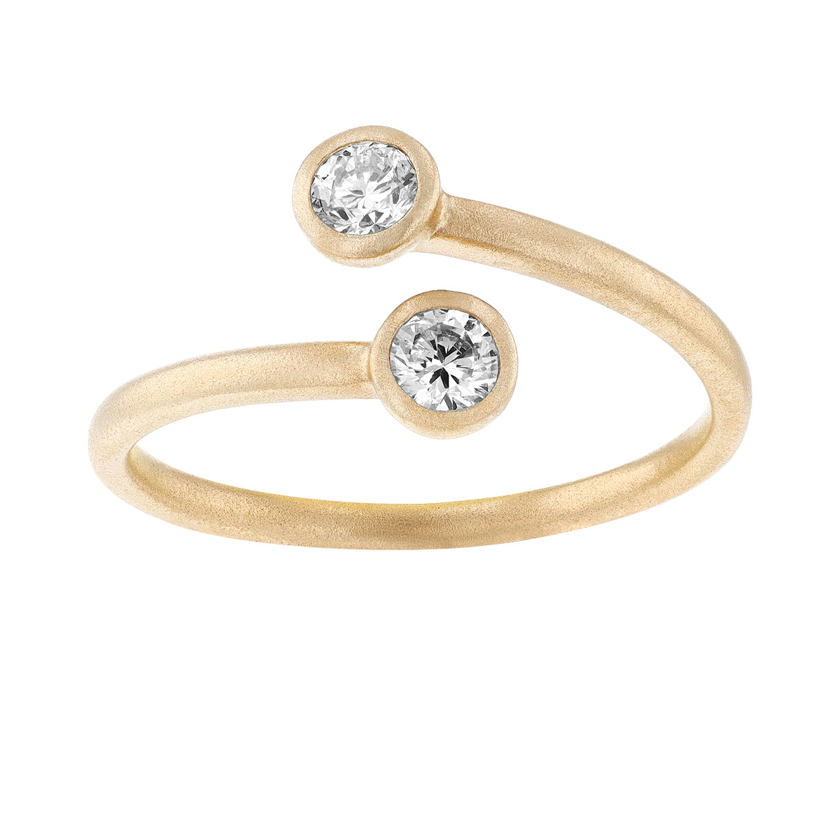 Round Diamond Bezel Set Bypass Ring in Yellow Gold | Borsheims