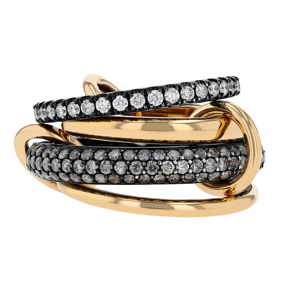 Spinelli Kilcollin Vega Diamond Stacking Ring in Yellow Gold & Sterling ...