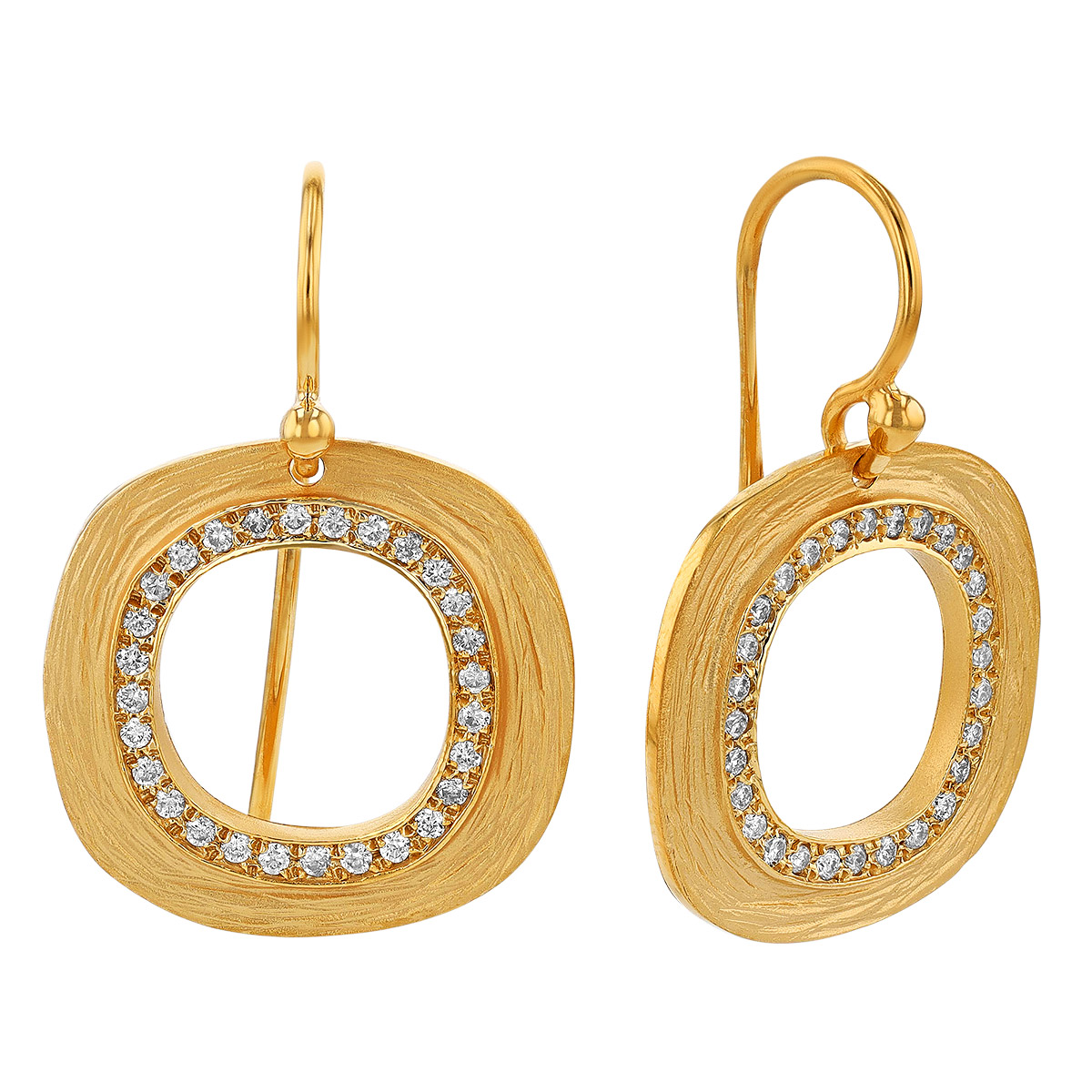 Marika Diamond & Matte Yellow Gold Rounded Square Dangle Earrings ...