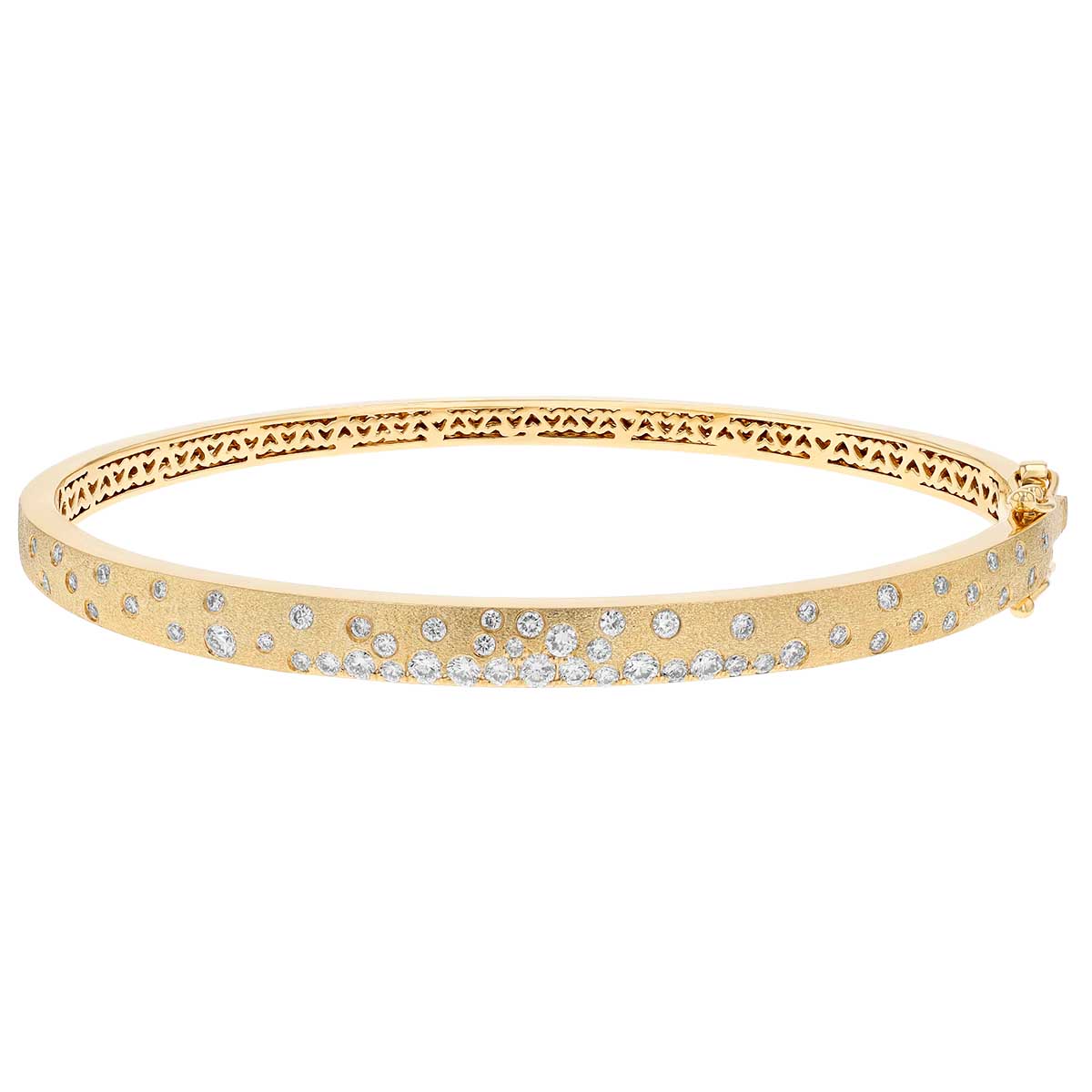 Diamond Flush Set Scatter Hinged Bangle Bracelet in Yellow Gold | Borsheims