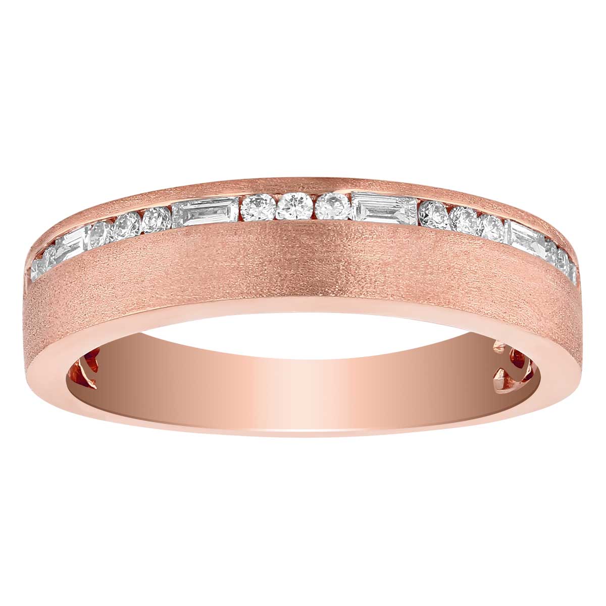 Mixed Shape Diamond Channel Set Squared Edge Ring in Rose Gold | Borsheims