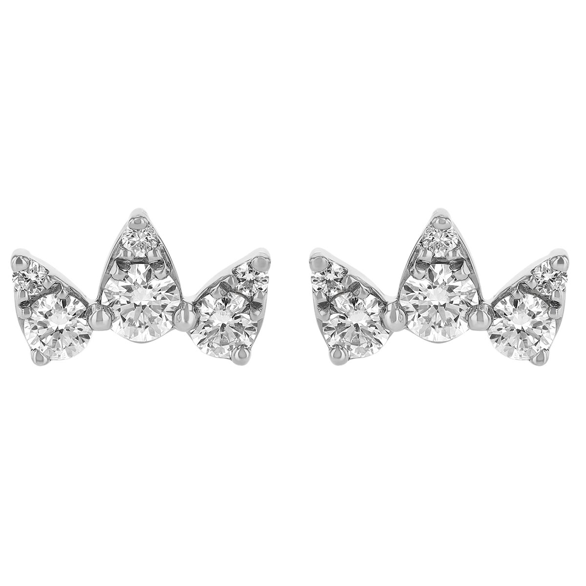 Diamond 3 Point Crown Stud Earrings in White Gold | Borsheims