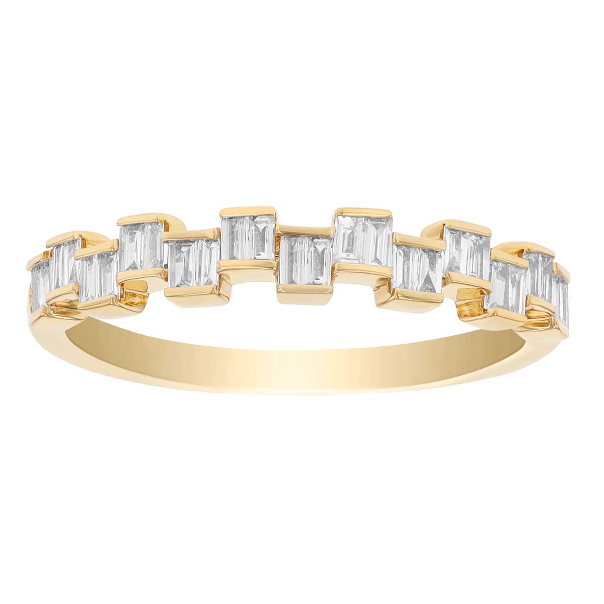 Baguette Diamond Channel Set Zig-Zag Patterned Ring in Yellow Gold | Borsheims